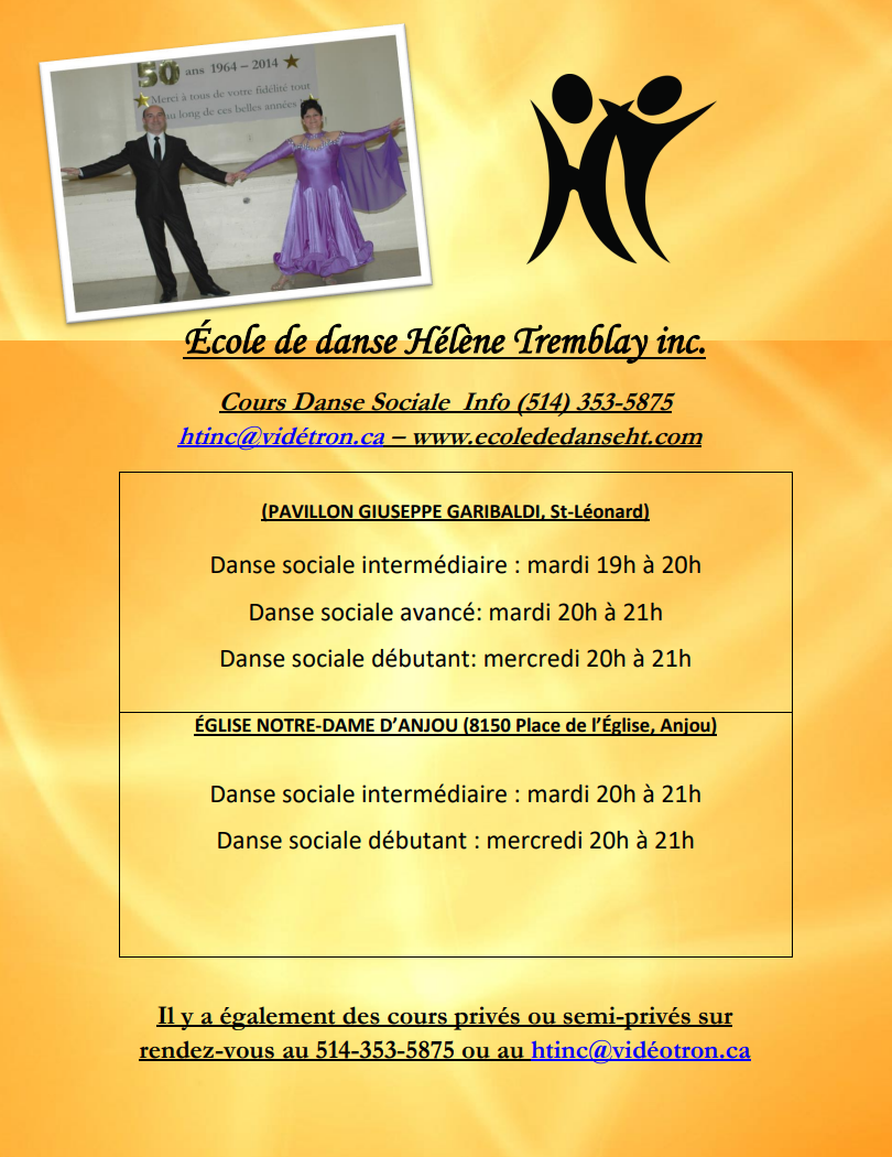 Cours et école de danse anjou Montreal, danse en ligne et danse social ...