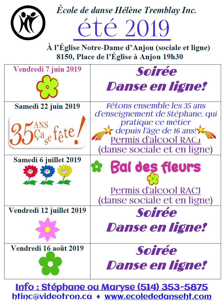 Cours et école de danse anjou Montreal, danse en ligne et danse social ...